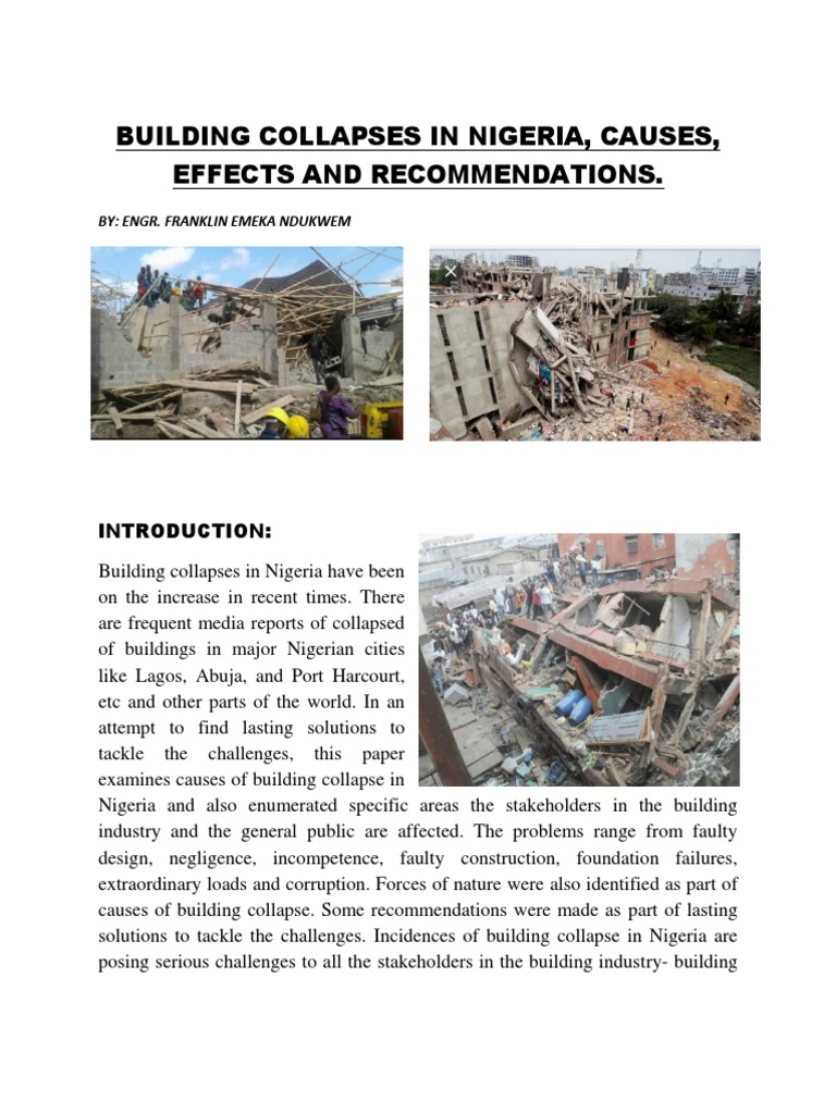 Building Collapses in Nigeria, Causes, Effects and Recommendations ...