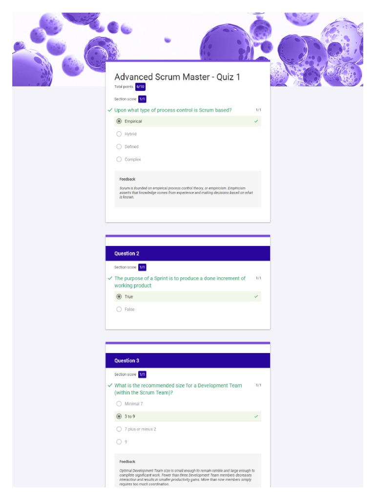 Advanced Scrum Master - Quiz 1 | PDF