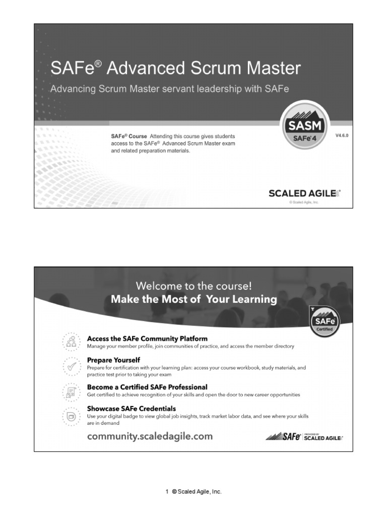 SAFe Advanced Scrum Master B&W Slides (4.6) PDF | PDF | Agile Software ...