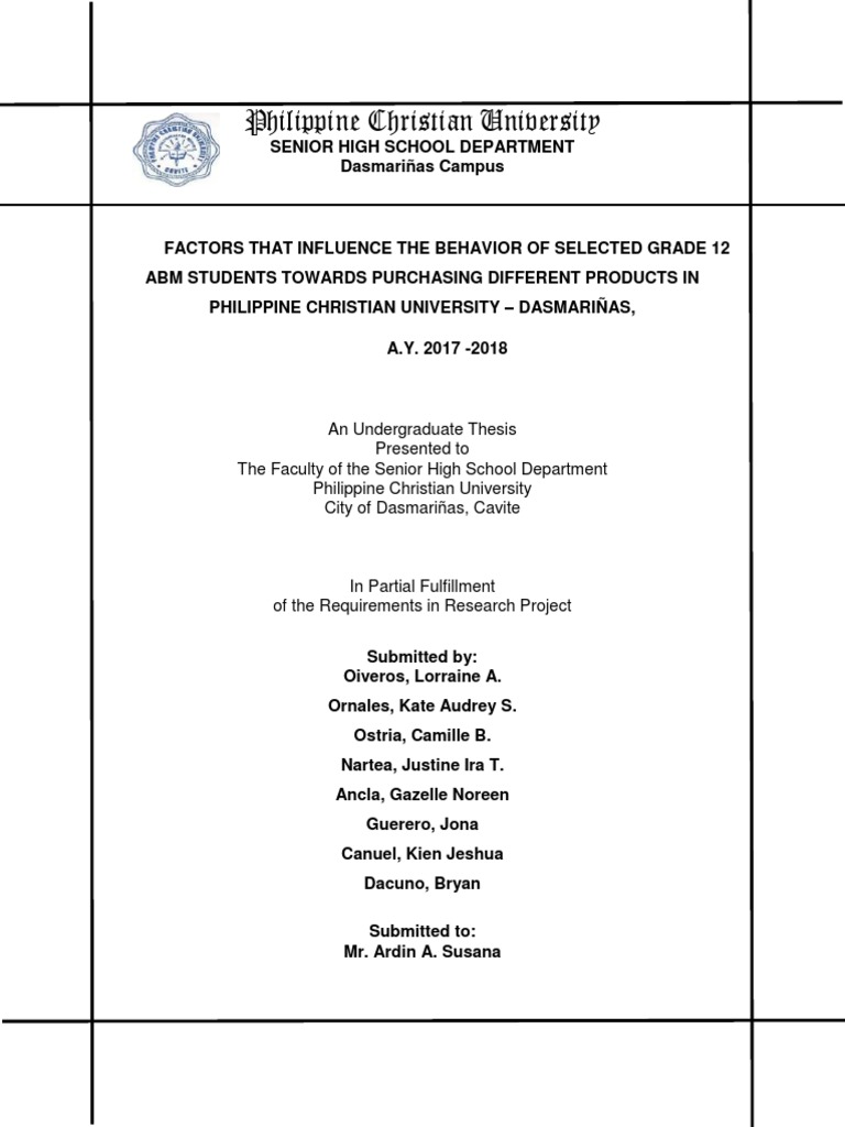 Philippine Christian University | PDF | Consumer Behaviour | Behavior
