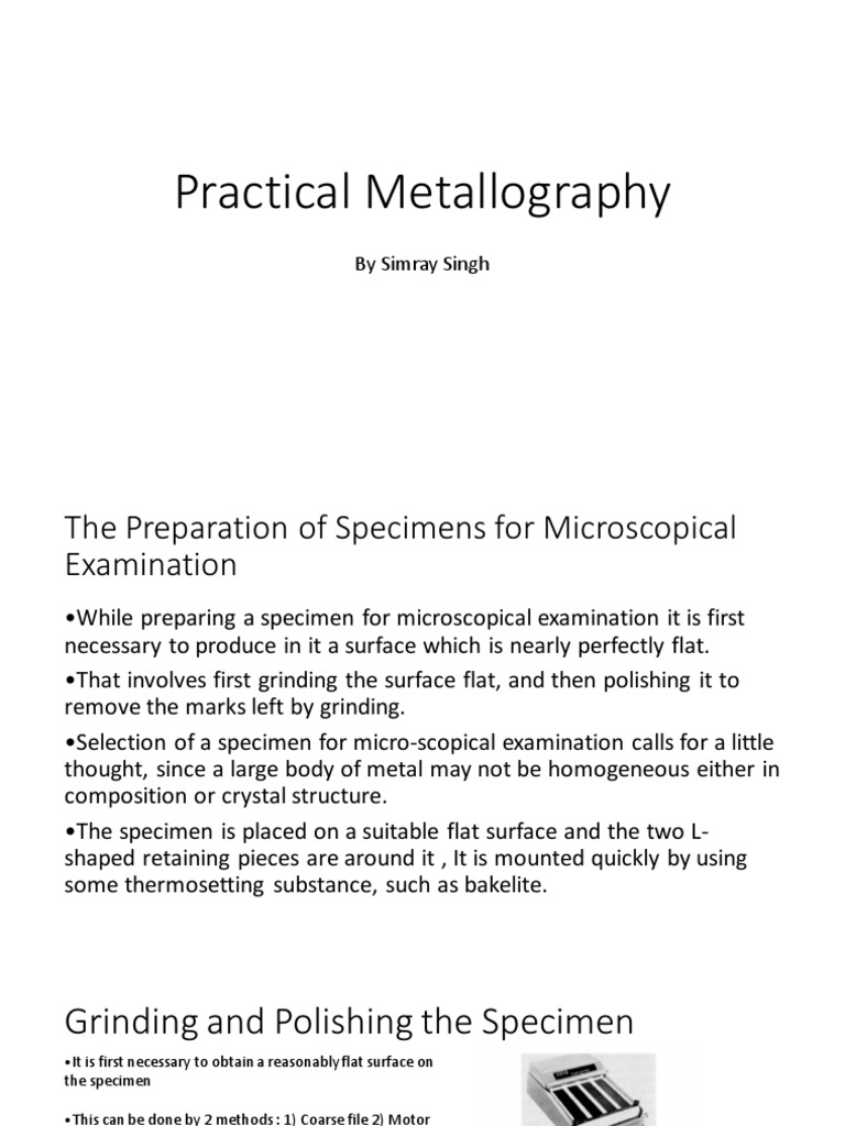 Practical Metallography: by Simray Singh | PDF | Microscope | Optics