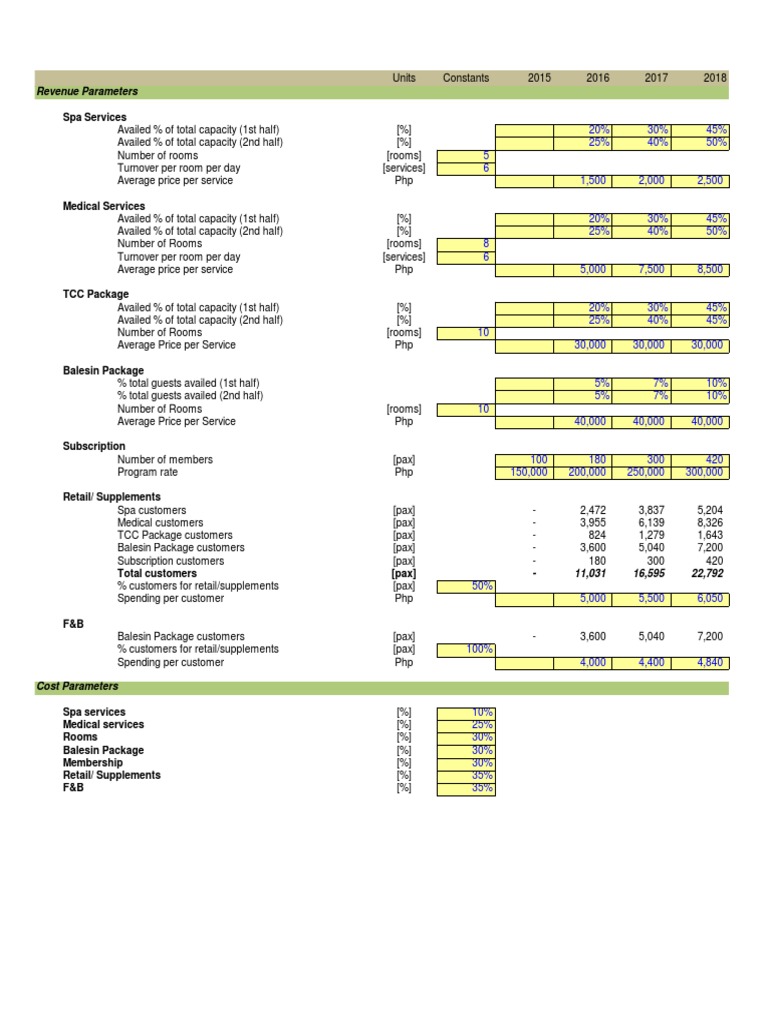 Spa Services: Revenue Parameters | PDF | Revenue | Income