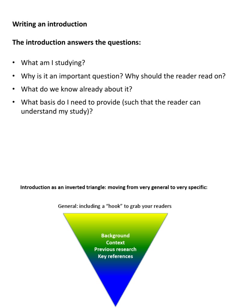 Writing An Introduction The Introduction Answers The Questions | PDF ...