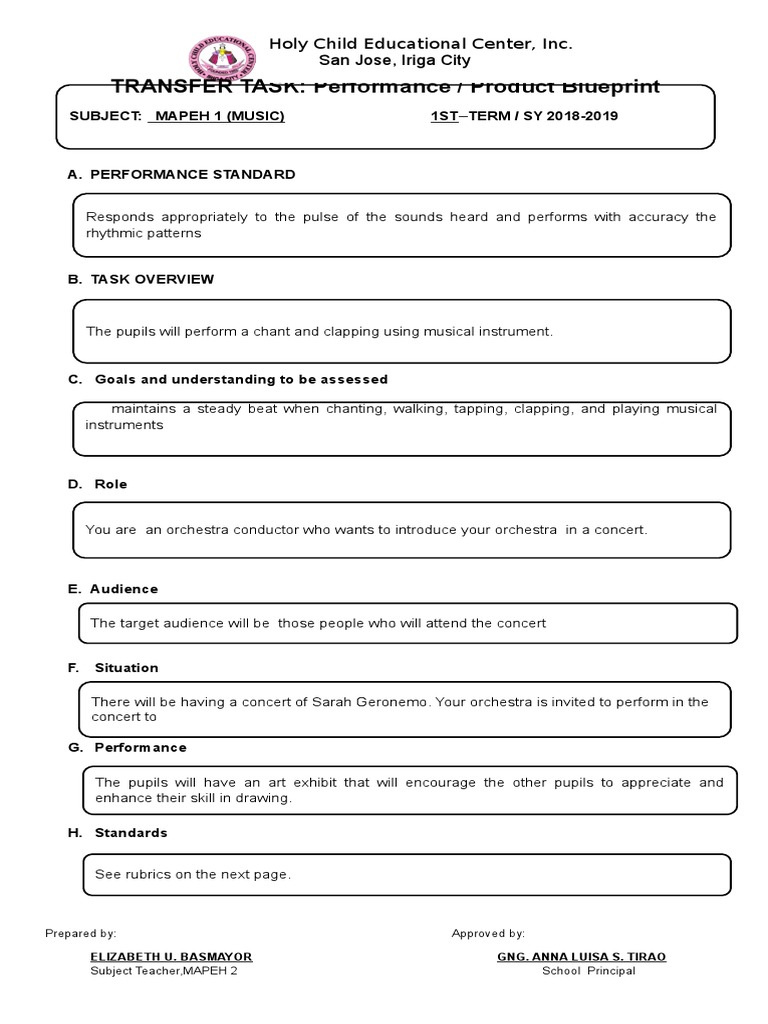 MAPEH 1 Performance Task Blueprint | PDF | Orchestras | Cognitive Science