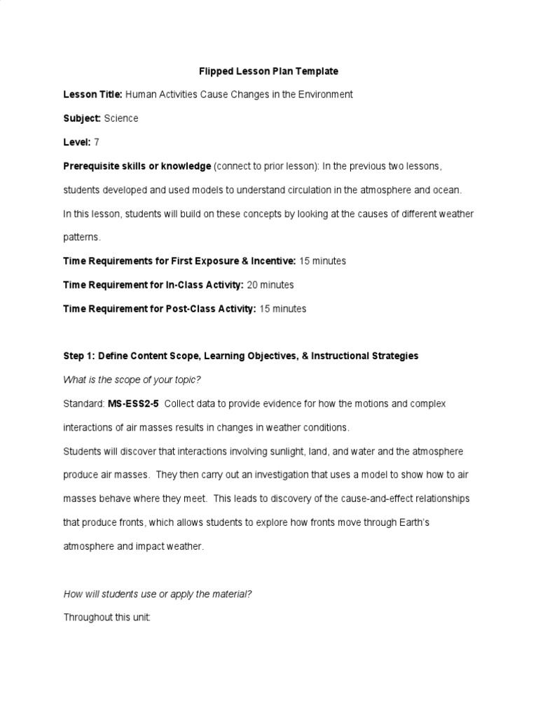 Flipped Lesson Plan | PDF | Weather | Learning