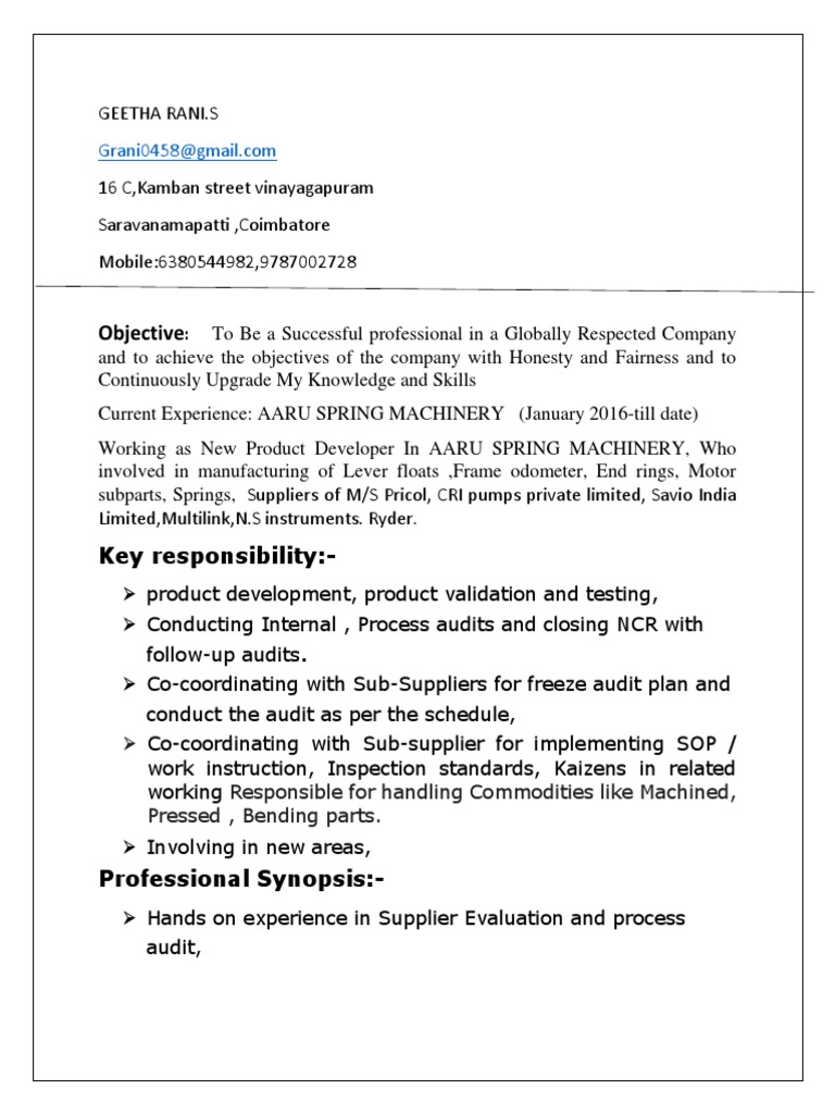 Geetha Rani-New Resume | PDF | Audit | Business
