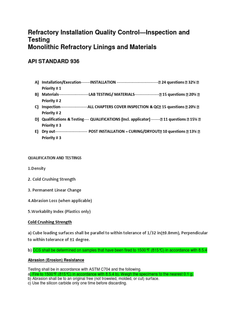Refractory Installation Quality Control - Inspection and Testing ...