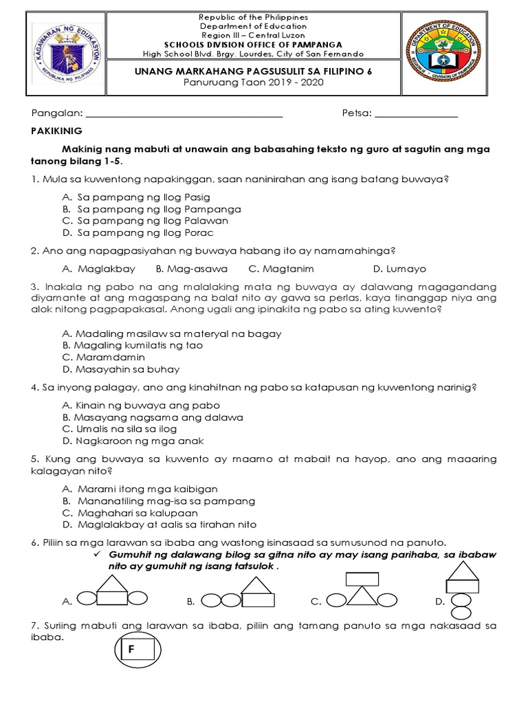 Filipino 6 Unang Markahan | PDF