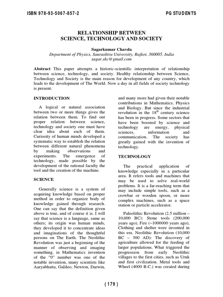 Relationship Between Science Technology | PDF | Society | Science