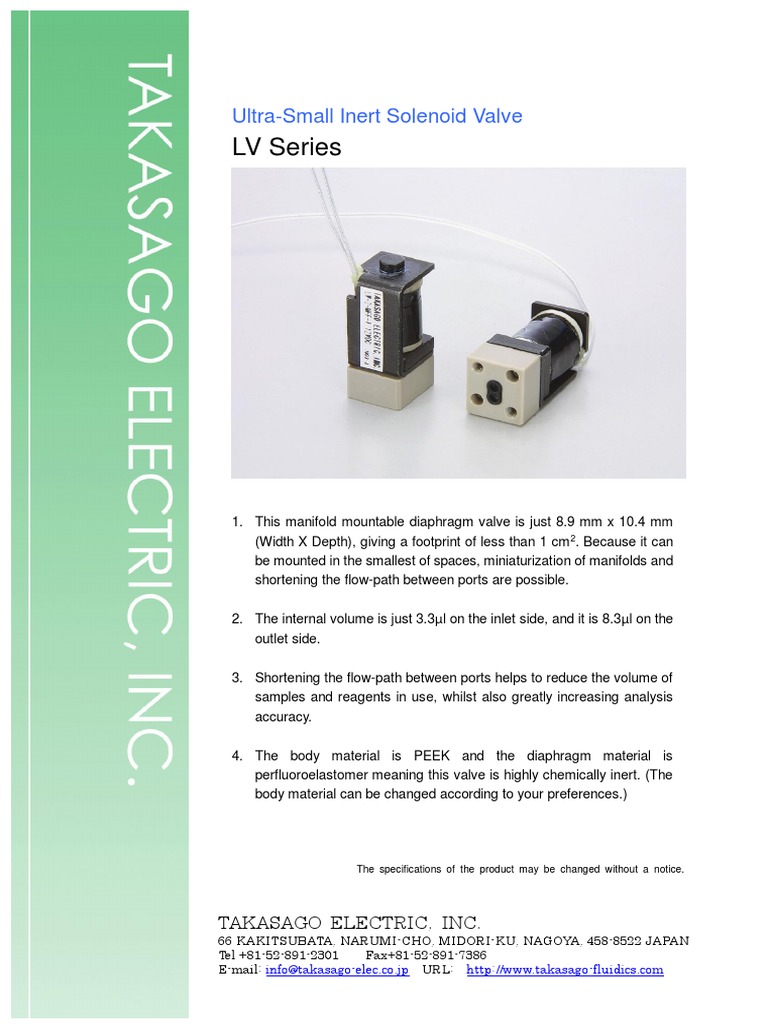 LV Series: Ultra-Small Inert Solenoid Valve | PDF