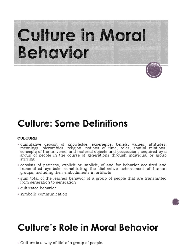 Culture's Influence on Moral Behavior | PDF | Morality | Relativism