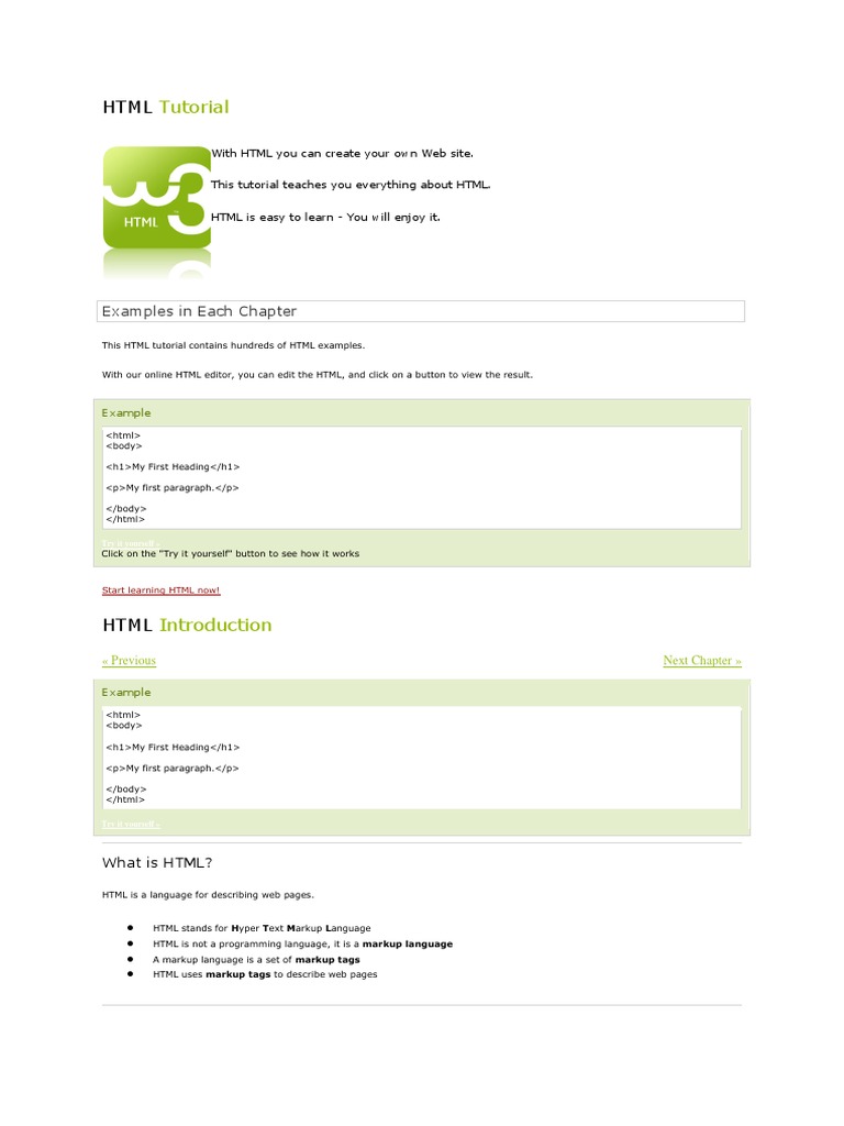 HTML W3school | PDF | Html Element | Html