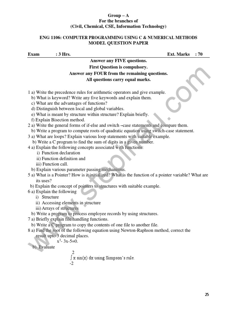 Computer Programming Using C & Numerical Methods | PDF | C (Programming ...
