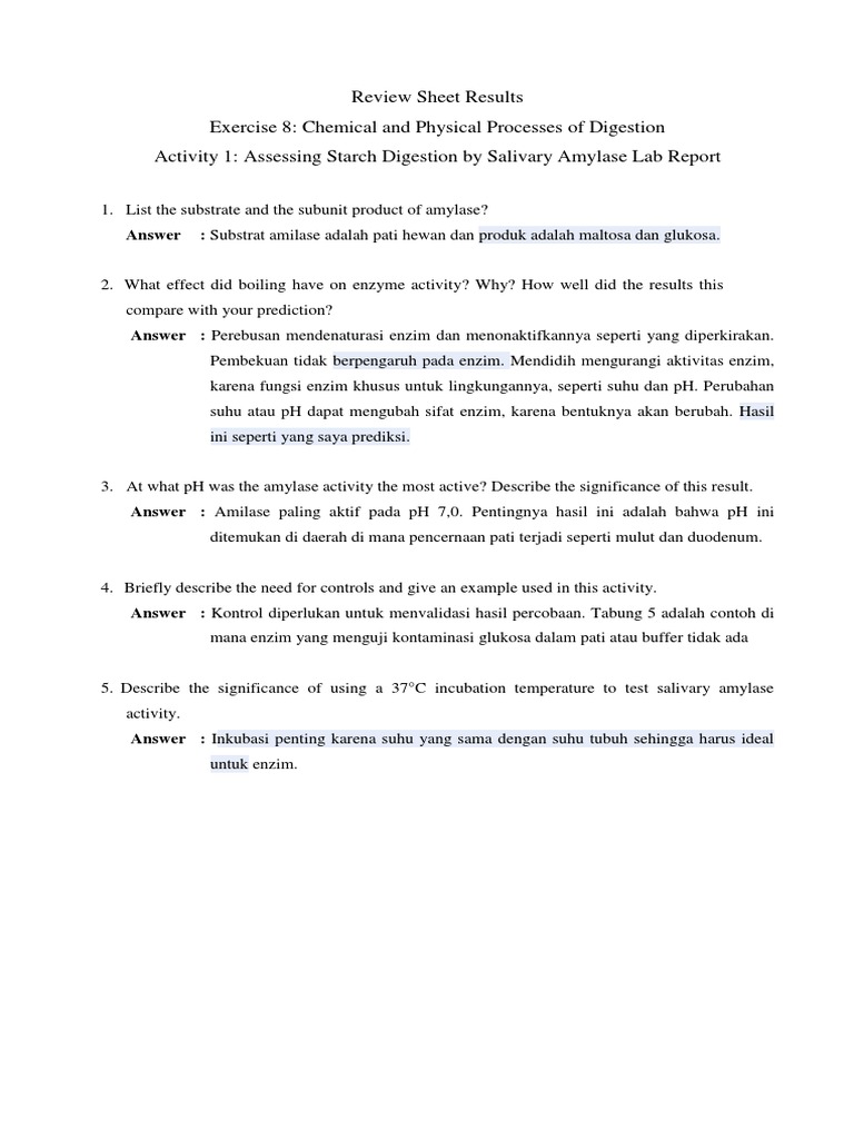 Review Sheet Results Exercise 8 Physio-Ex | PDF