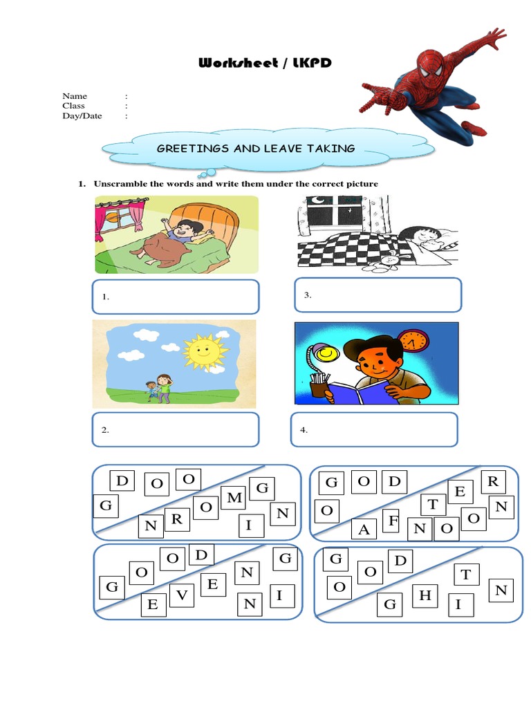 Worksheet / LKPD: Greetings and Leave Taking | PDF | Learning