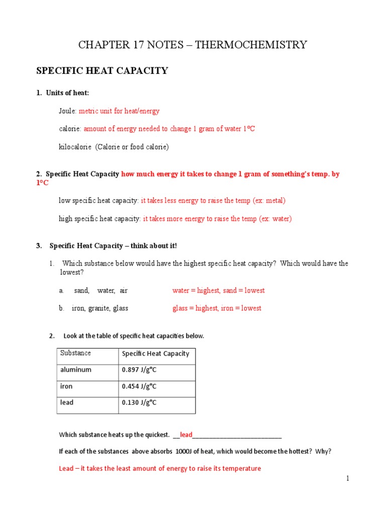 Thermochemistry Notes | PDF | Calorie | Heat