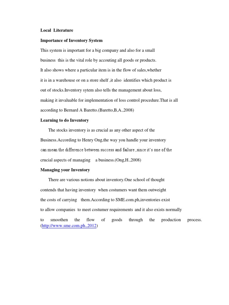 Local Literature 1 | PDF | Inventory | Computing