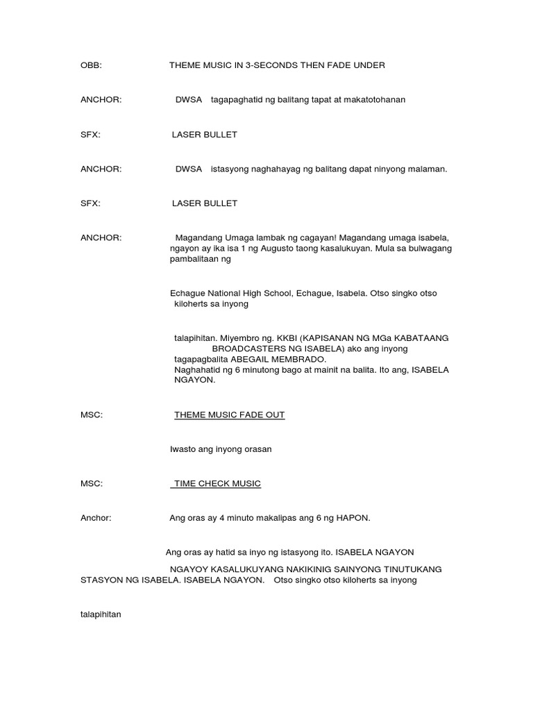 Script Broadcasting | PDF