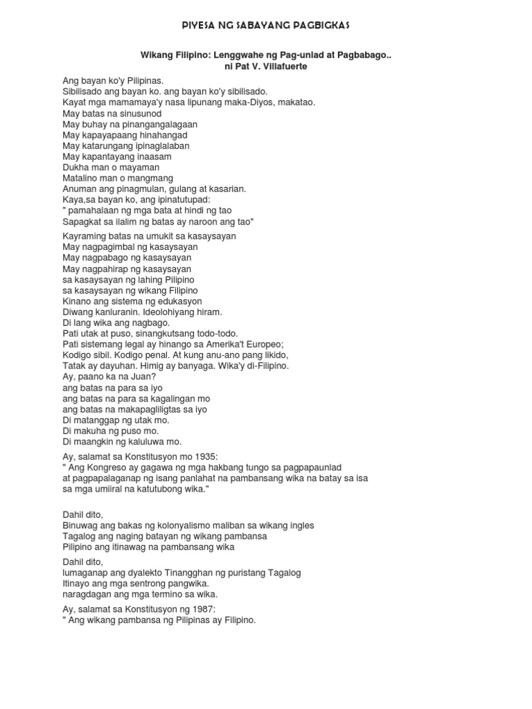 Final Sabayang Bigkas | PDF