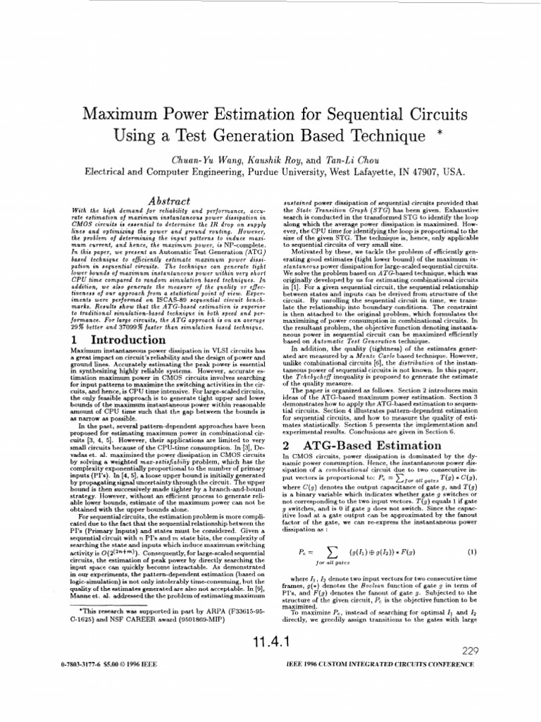 Maximum Power Estimation in Sequential Circuits | PDF | Mean | Logic Gate