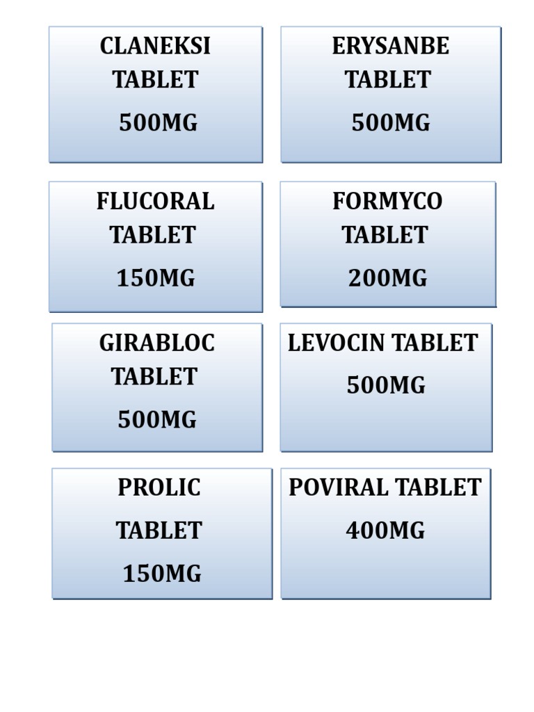 Claneksi Tablet 500MG Erysanbe Tablet 500MG Flucoral Tablet 150MG ...