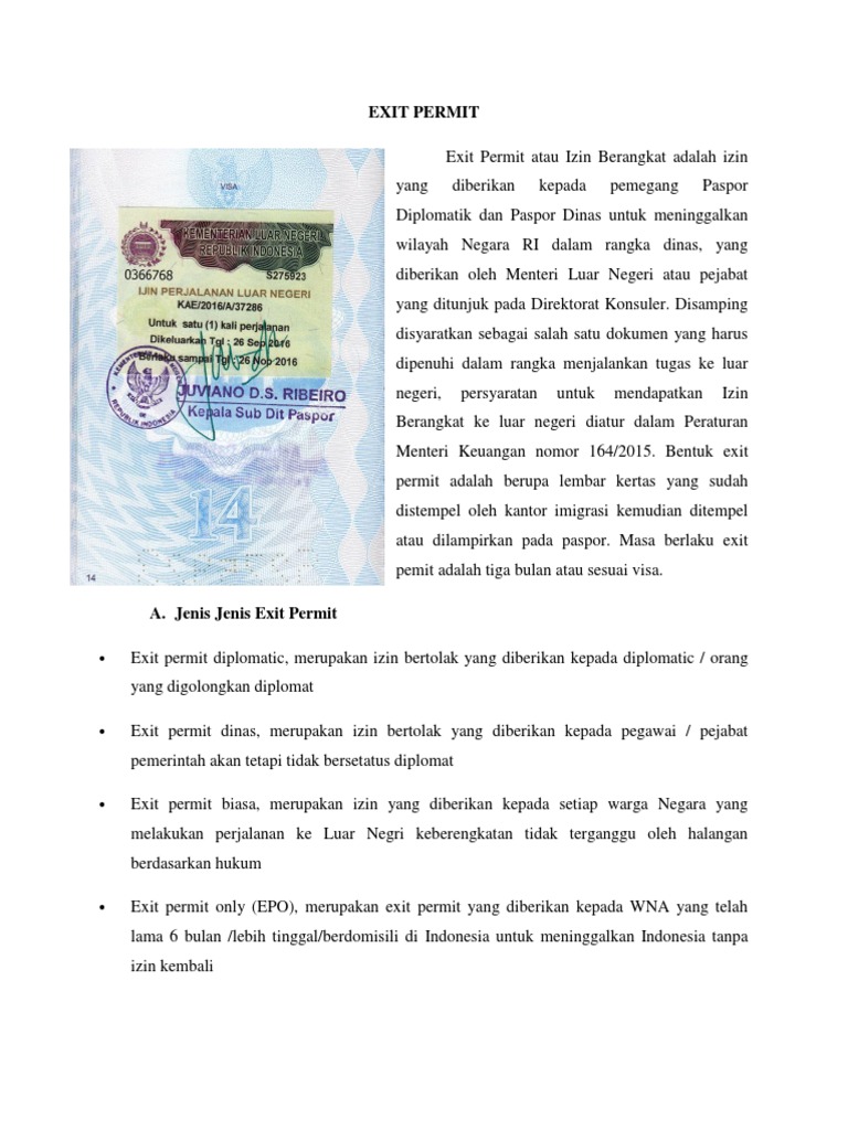 Exit Permit | PDF
