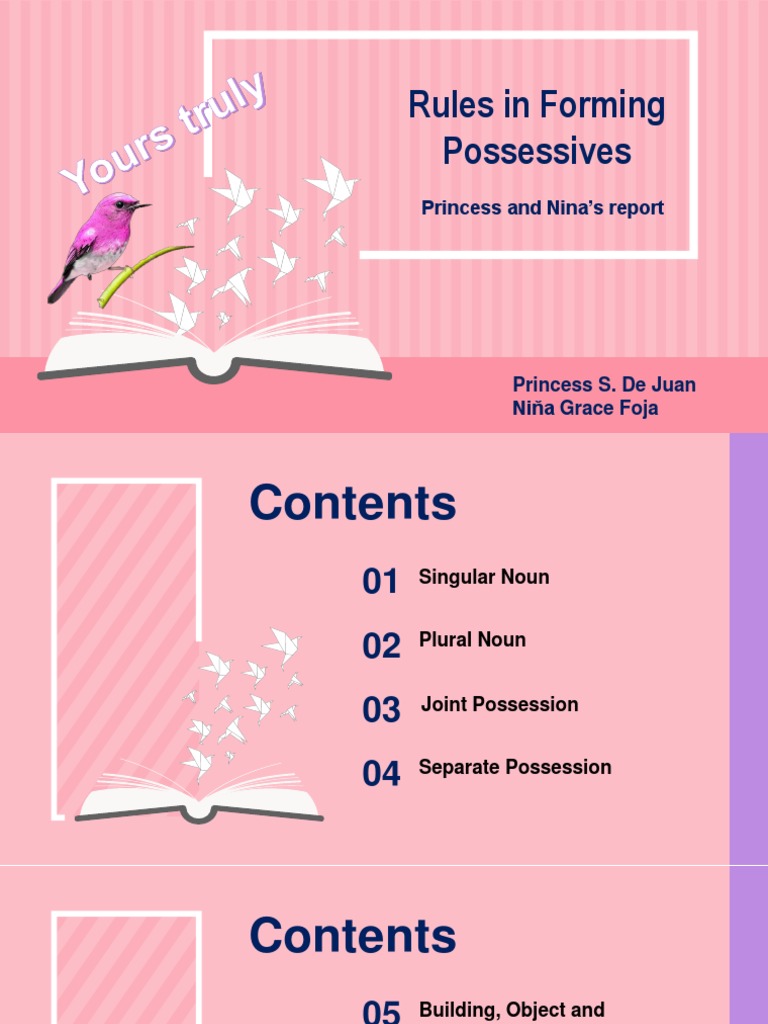 Rules in Forming Possessives: Princess and Nina's Report | PDF | Noun ...