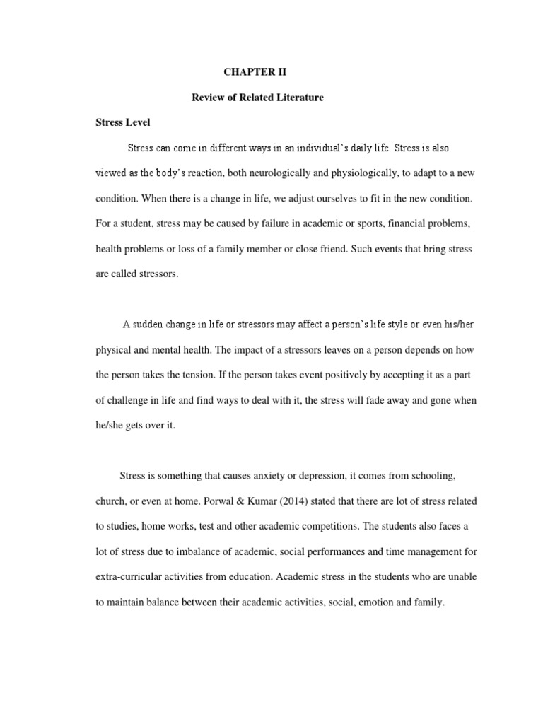 Chapter II RRL | PDF | Stress (Biology) | Anxiety