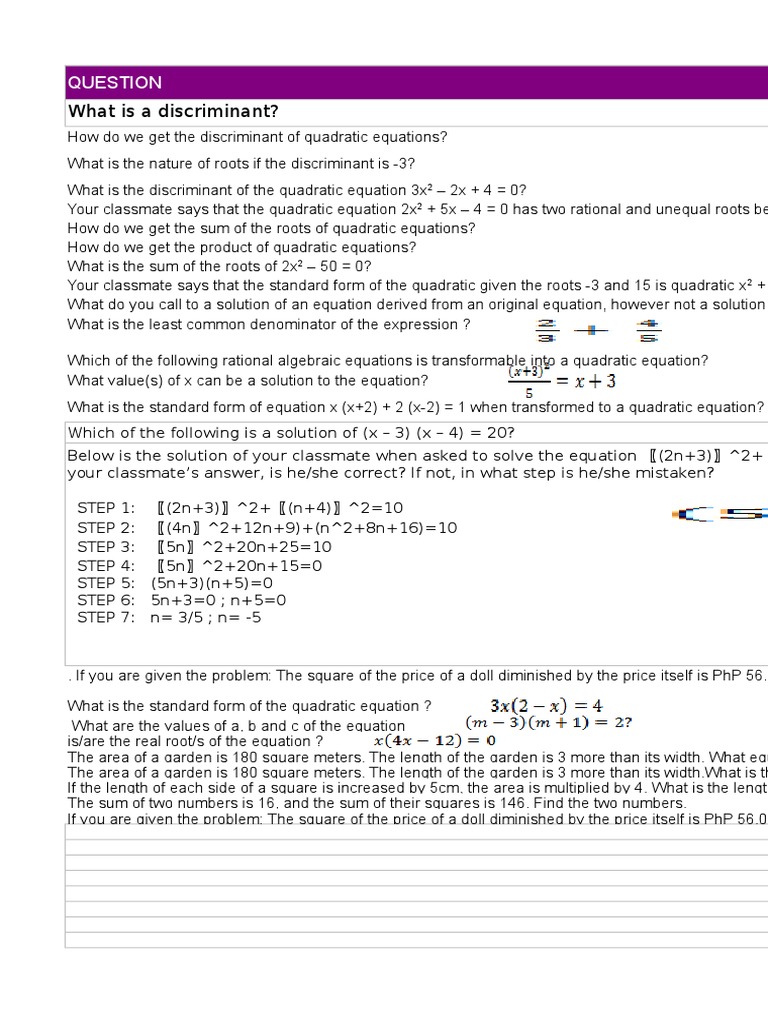 2nd Summative Test | PDF | Quadratic Equation | Equations