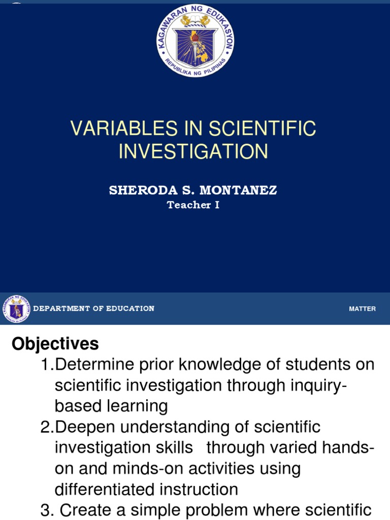 Variables in Scientific Investigation Activities | PDF | Experiment ...