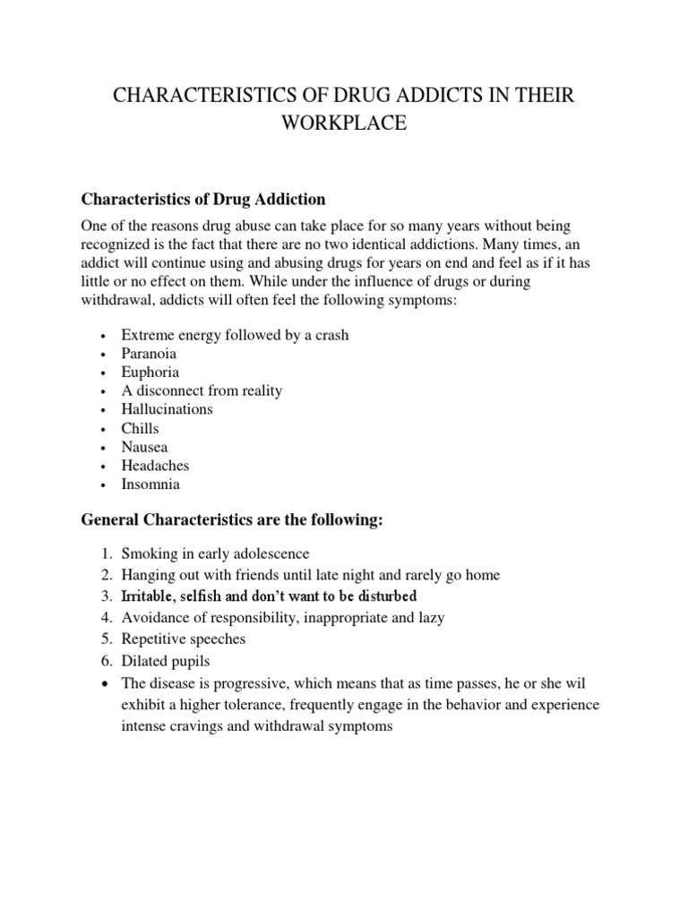 Characteristics of Drug Addicts | PDF