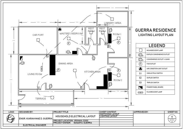 Residential Lighting Layout Plan | PDF | Electrical Components | Lighting