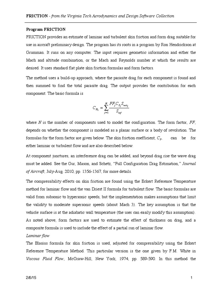 FRICTION - From The Virginia Tech Aerodynamics and Design Software ...