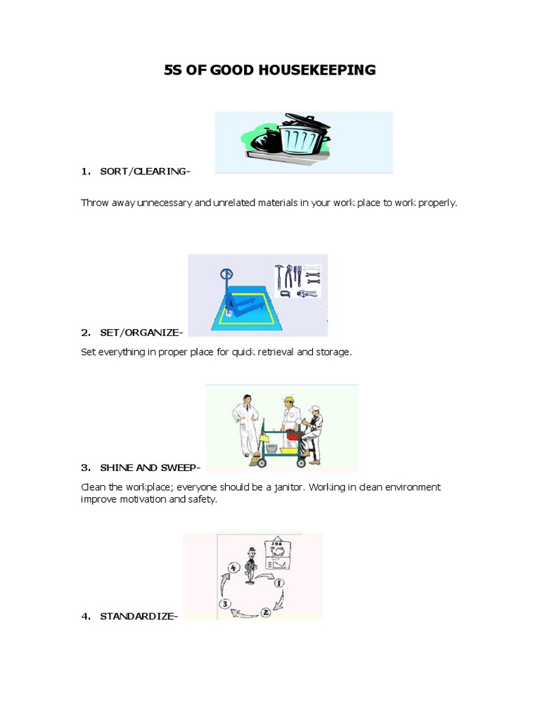 5S of Good Housekeeping: 1. Sort/Clearing | PDF
