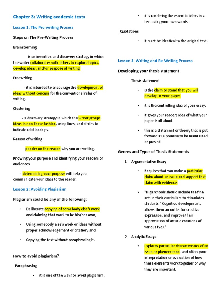 Chapter 3: Writing Academic Texts: Steps On The Pre-Writing Process ...
