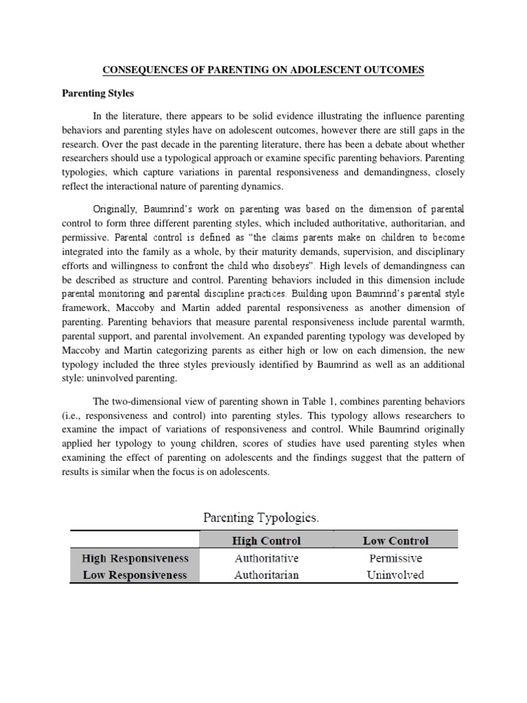 Consequences of Parenting On Adolescent Outcomes Parenting Styles | PDF ...