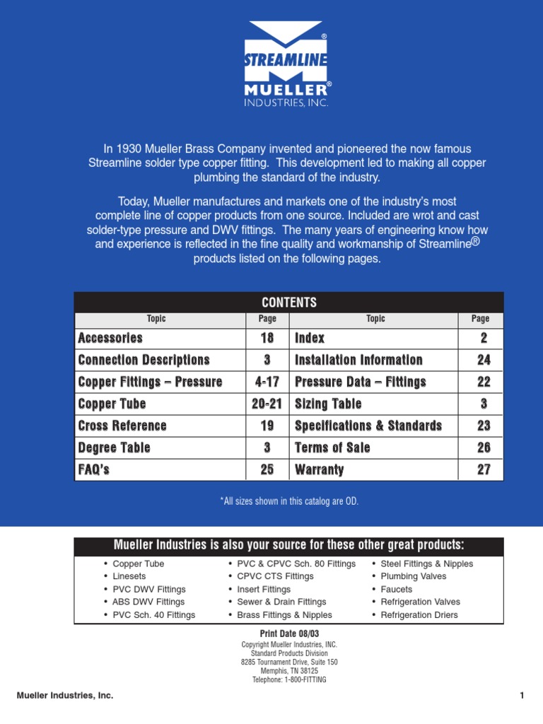 Copper Refrigeration Catalog - MUELLER PDF | PDF | Pipe (Fluid ...
