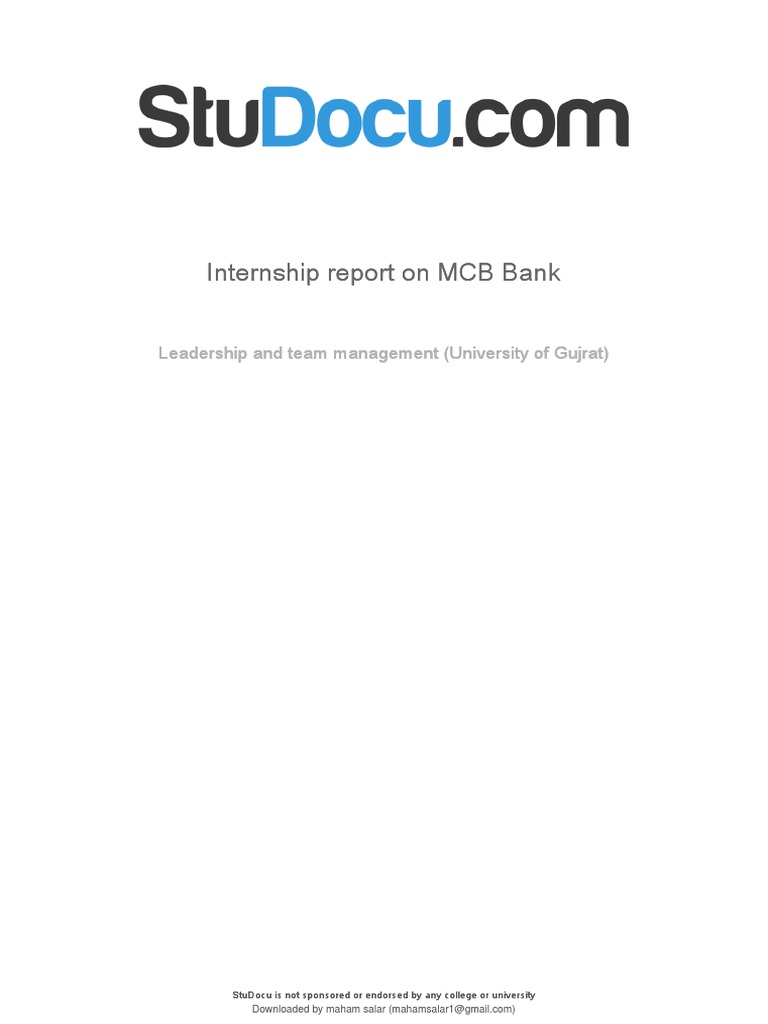 Internship Report On MCB Bank | PDF | Debit Card | Deposit Account