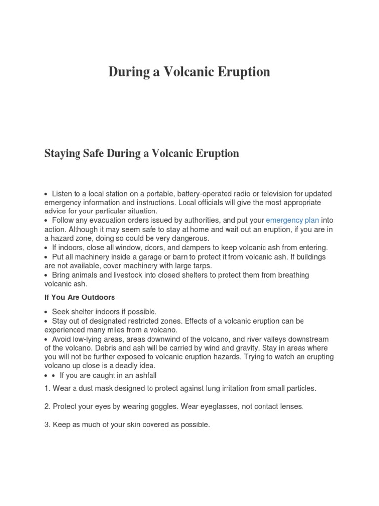 Staying Safe During and After a Volcanic Eruption: A Guide to ...