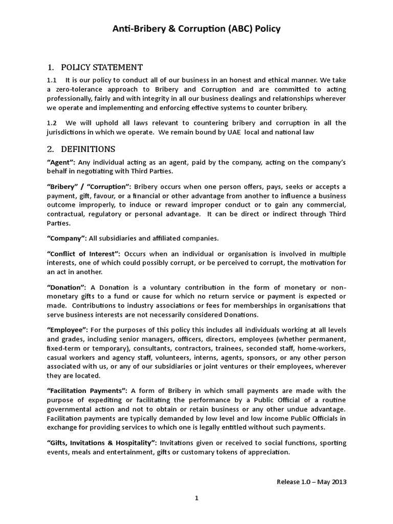 Anti-Bribery & Corruption Policy Overview | PDF | Bribery | Corruption