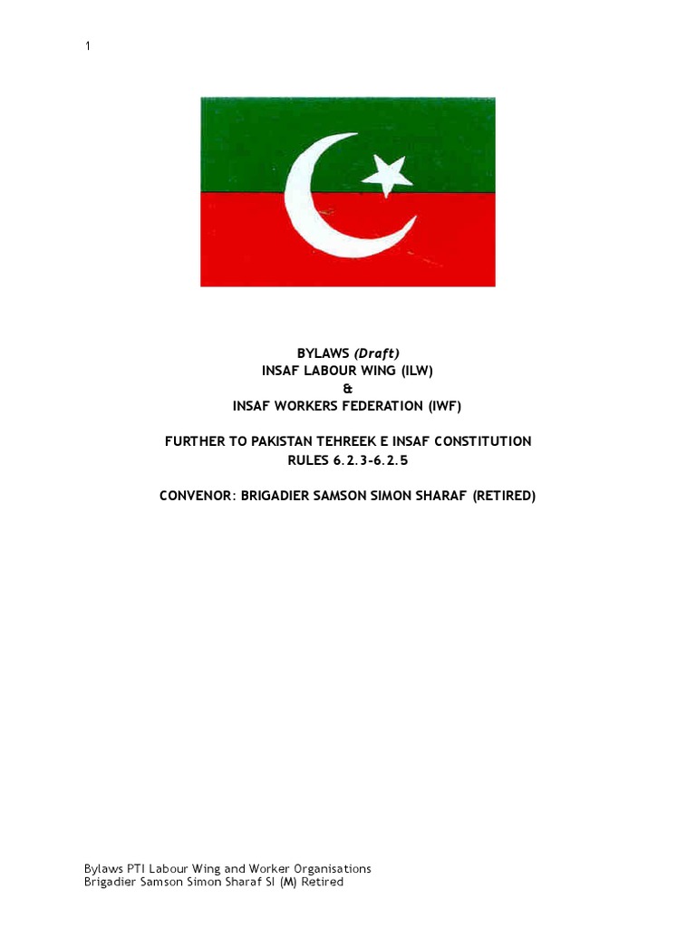 Insaf Labour Wing By-Laws 2019 | PDF | Trade Union | Labour Law