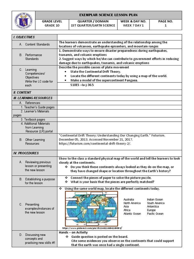 Grade Level Quarter / Domain Week & Day No. Page No.: Exemplar Science ...