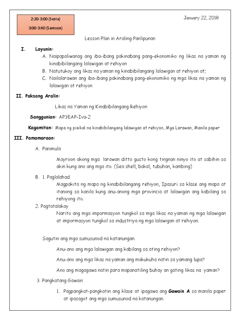 Lesson Plan Araling Panlipunan | PDF