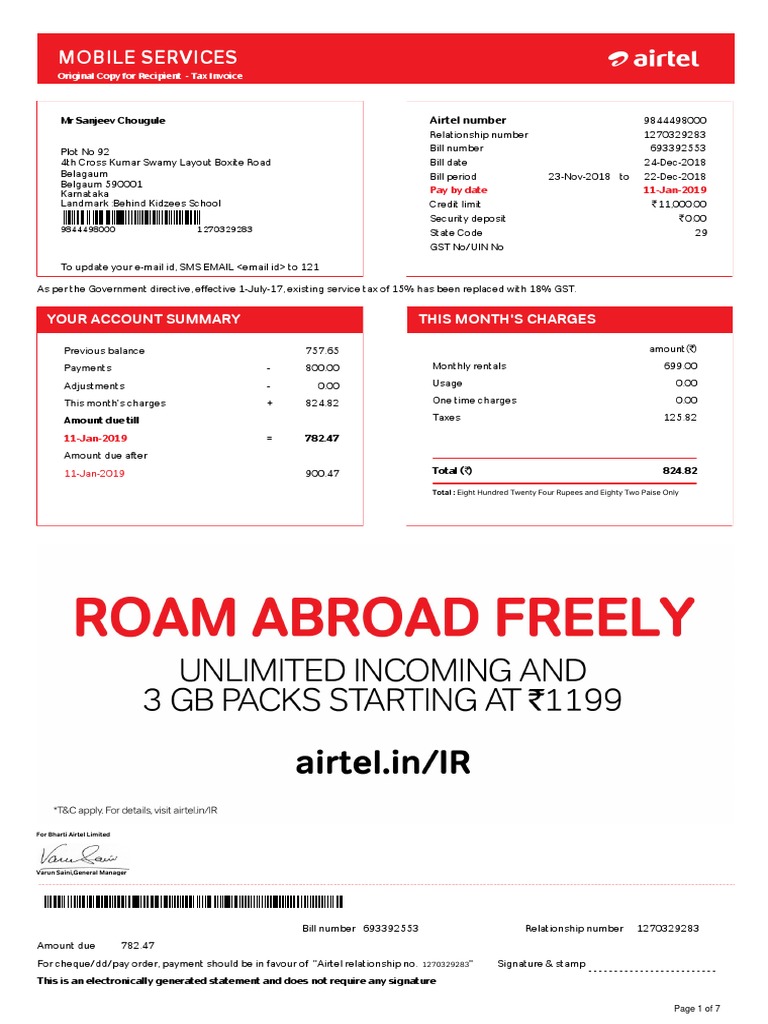 Mobile Services: Your Account Summary This Month'S Charges | PDF ...