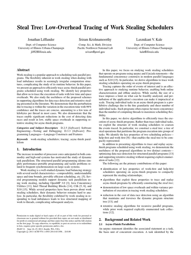 Steal Tree: Low-Overhead Tracing of Work Stealing Schedulers | PDF ...