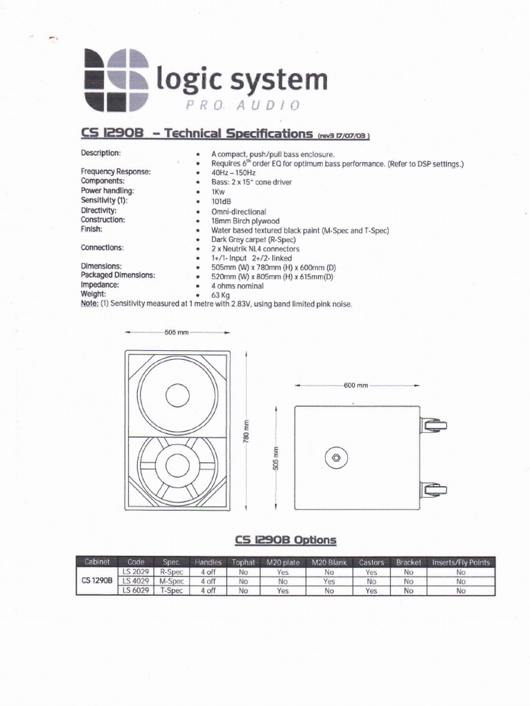 Compact Push/Pull Bass Enclosure Specs | PDF