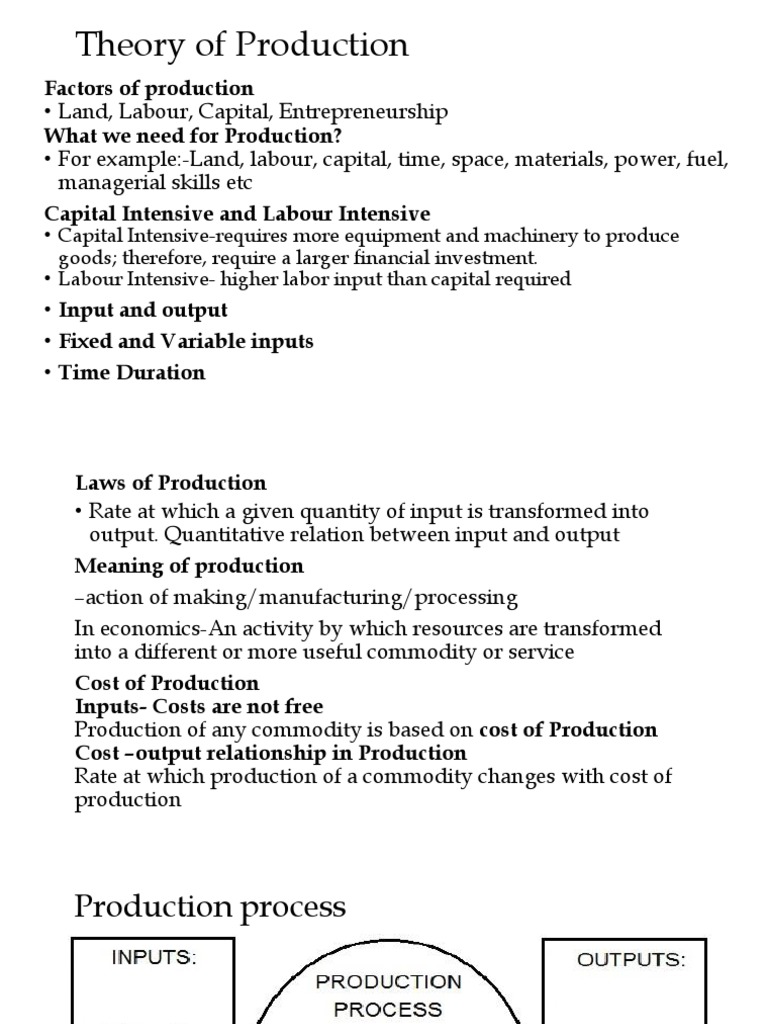 Theory of Production | PDF | Production Function | Labour Economics
