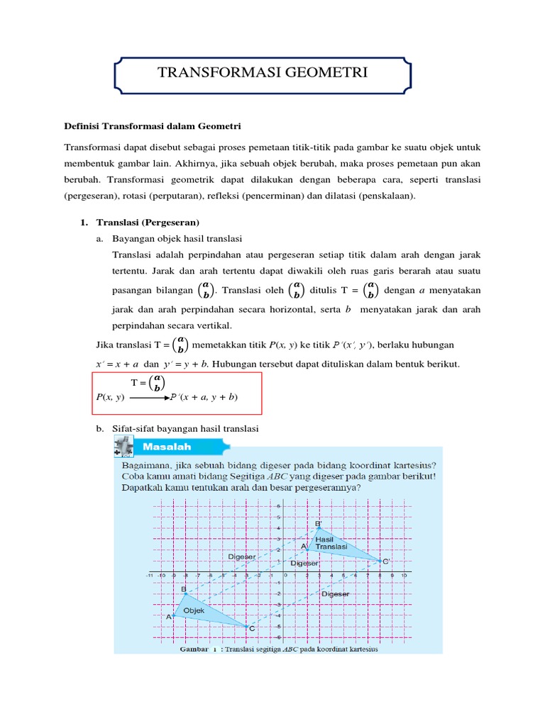 Transformasi Geometri: Translasi | PDF