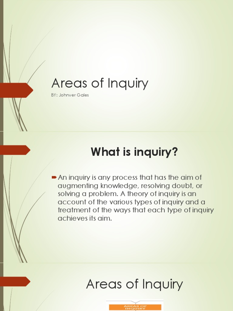 Areas of Inquiry: BY: Johnver Gales | PDF | Social Science | Philosophy