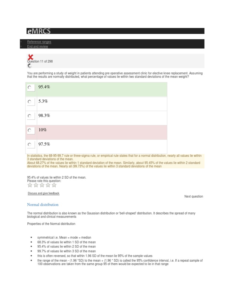 Reference Ranges End and Review: Normal Distribution | PDF | Standard ...